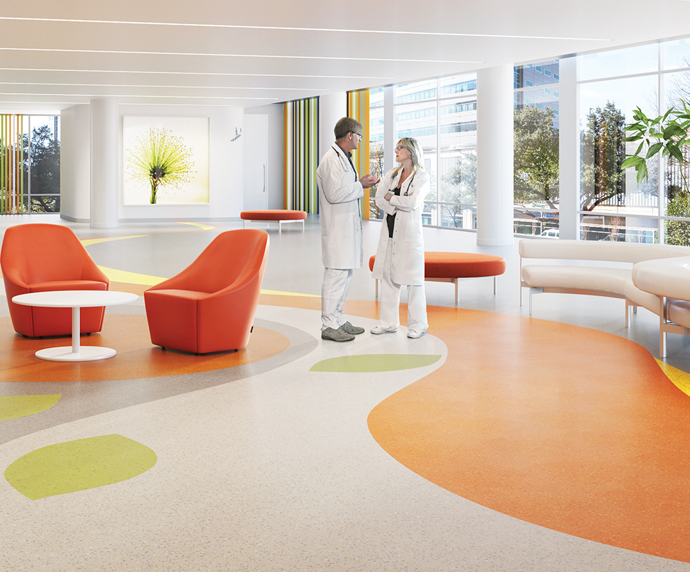 Occupancy-ready pressed rubber floor tile saves installation time ...